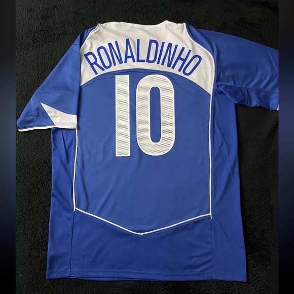 Nike | Shirts | Ronaldinho 1 Brazil Retro Sxl Blue Away Home Soccer ...